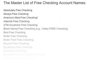 Master List of Free Checking Account Names - Free Checking Information